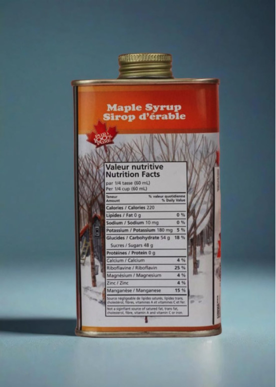 Sirop d'Érable Ambré Pur - Bidon Métal 250 ml, 500 ml, 1 L | Authentique du Canada